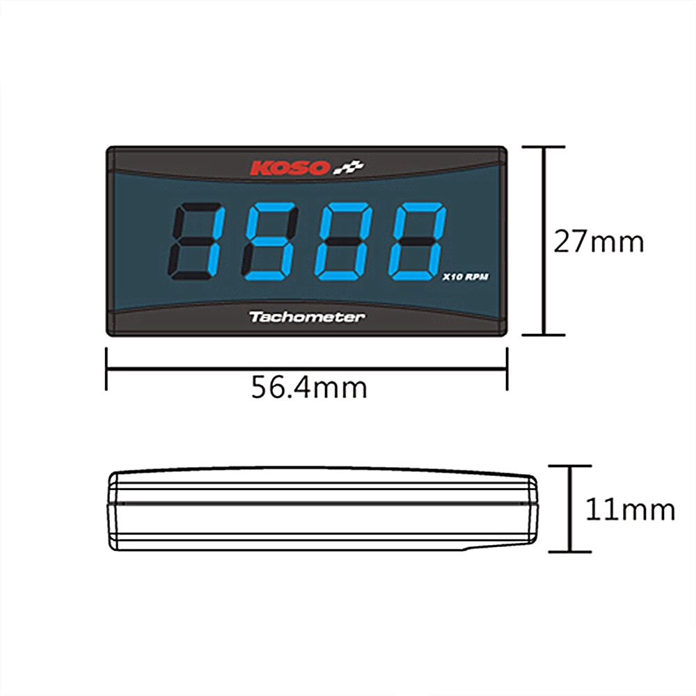 Koso Mini RPM Meter Digital Square LCD Display Engine Tach Hour Meter ...
