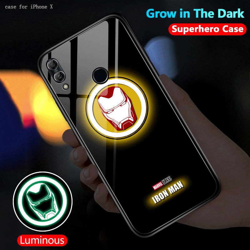 ã€ Luminous Glass Casingã€‘Case iPhone X XS 11 Pro Max Marvel Phone ...