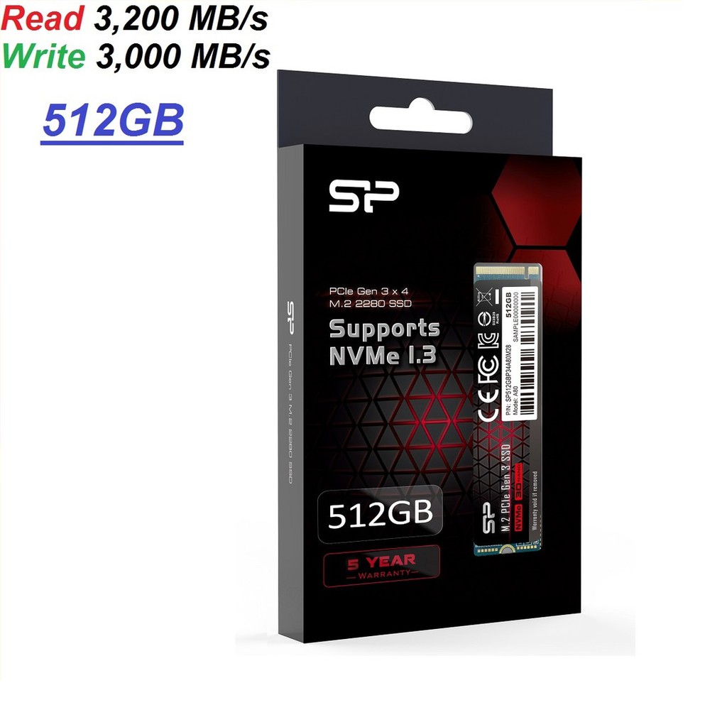 SSD SP A80 Super-fast PCIe NVMe Gen3x4 P34A80 256GB, 512GB และ 1TB 2TB ...