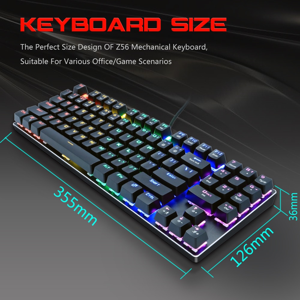 METOO Mechanical Keyboard Wired Backlit Gaming Keyboard 89 Key Anti ...