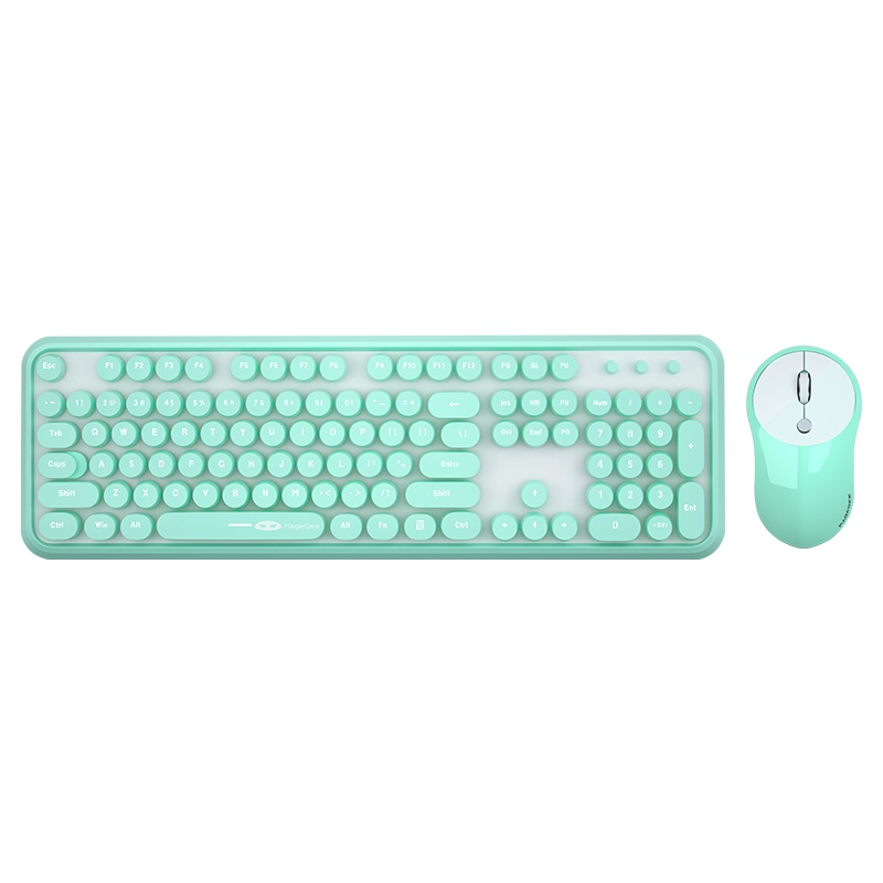 ┇MageGee Wireless Keyboard and Mouse Combo 2.4G Cute Round Mute ...