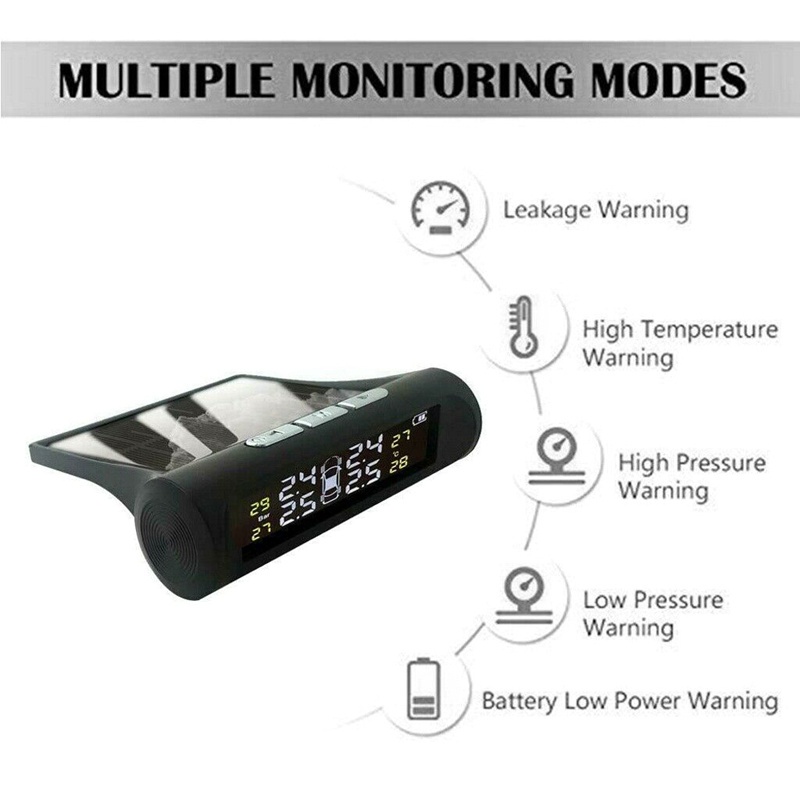 TPMS Tire Pressure Gauge Monitor System Solar Wireless Solar LCD ...