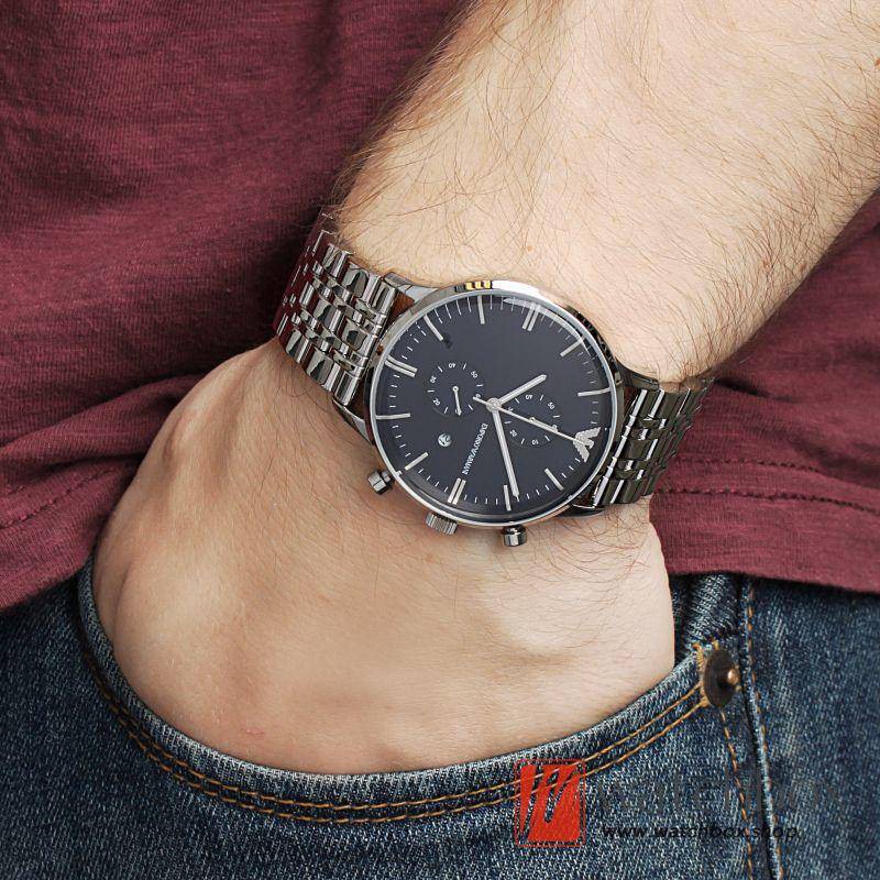 emporio armani นาฬิกาข้อมือควอตซ์แฟชั่นสายแสตนเลสสําหรับบุรุษ ar 0389 ...