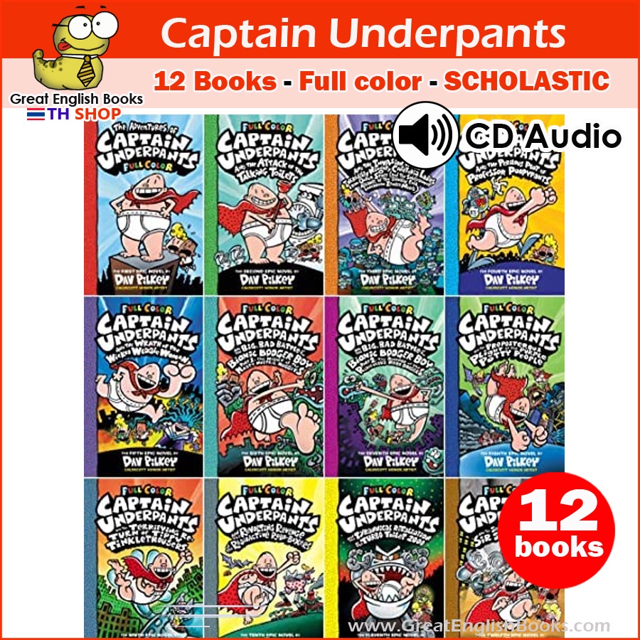 ชุด8912เล่มมีไฟล์เสียง Captain Underpants Collection Full Color Colour ...