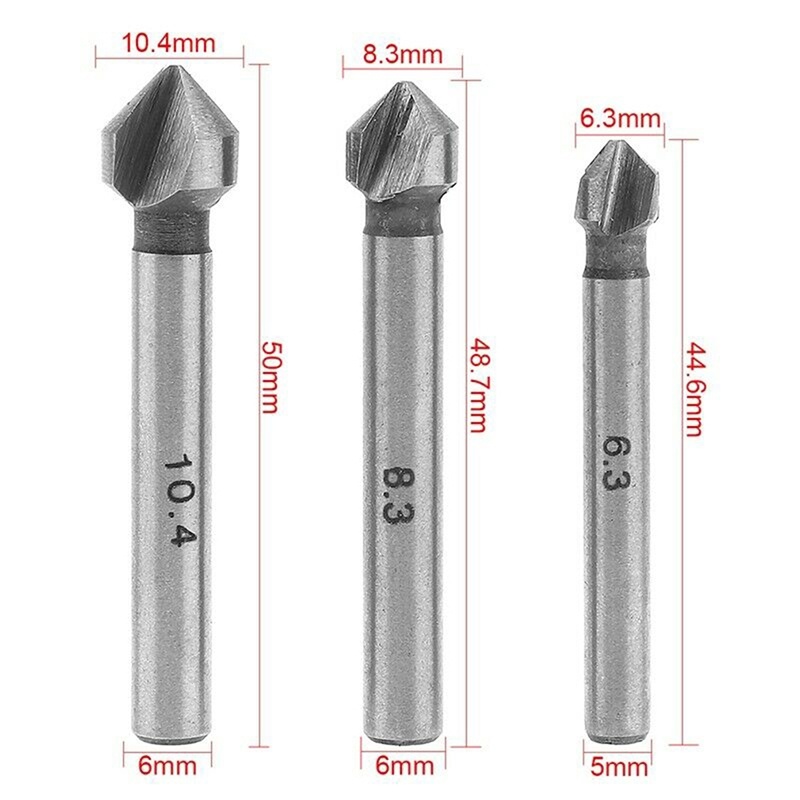 1 Set Hard Metal Three Edge Chamfer Chamfering End Mill Cutter Round ...