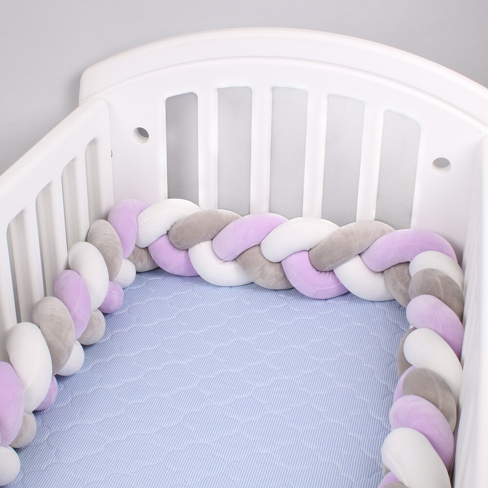 2M3M Baby Crib Bed Bumper Knotted Braided Plush Nursery Cradle Decor ...