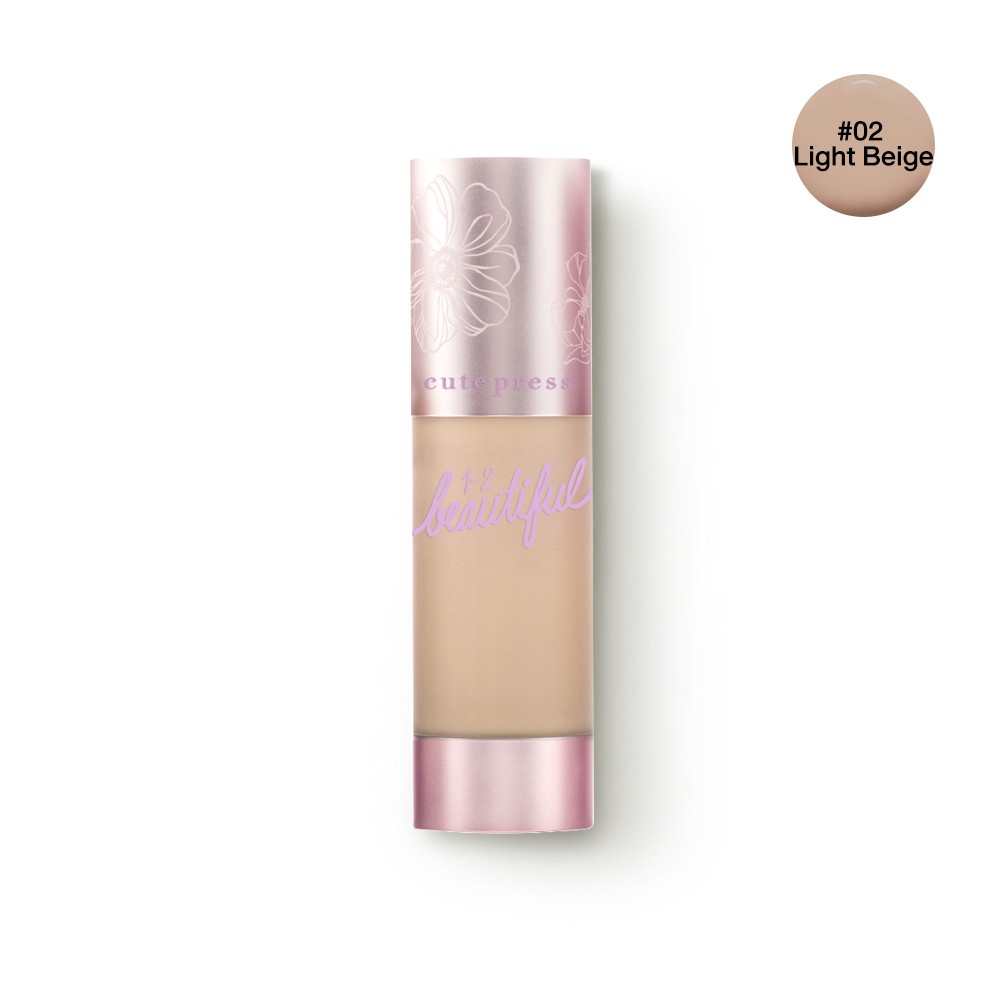 Cute Press 1-2 Beautiful Matte Coverage Liquid Foundation 10ml 02 Light ...