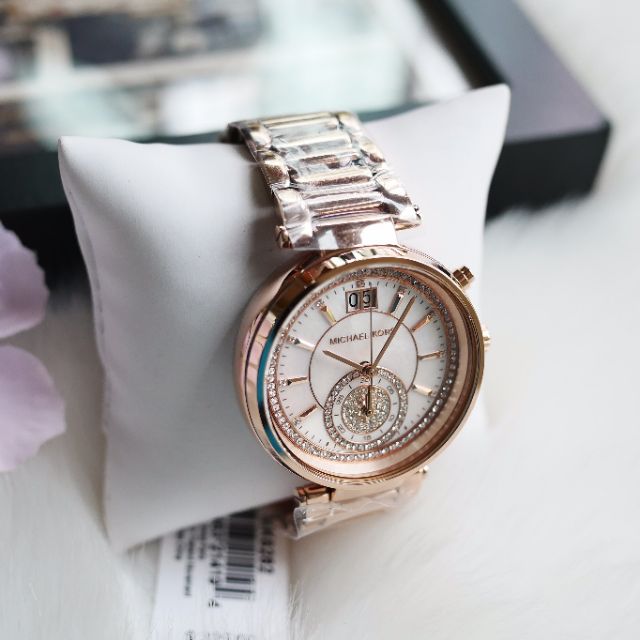 สด-ผ่อน) นาฬิกา MK6282 Michael Kors Sawyer Mother of Pearl Crystal Pave ...