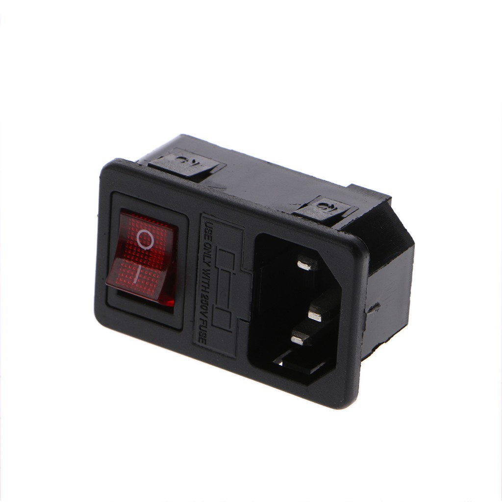 6A 250V 10A 125V SPST Rocker Switch 3 Pin IEC320 C14 Inlet Module Plug ...