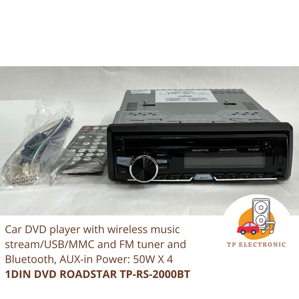 (1ตัว) DVD 1 DIN ROADSTAR ใส่แผ่น DVDCDBluetoothUSBSDMMCAUX-IN FM TP-RS ...