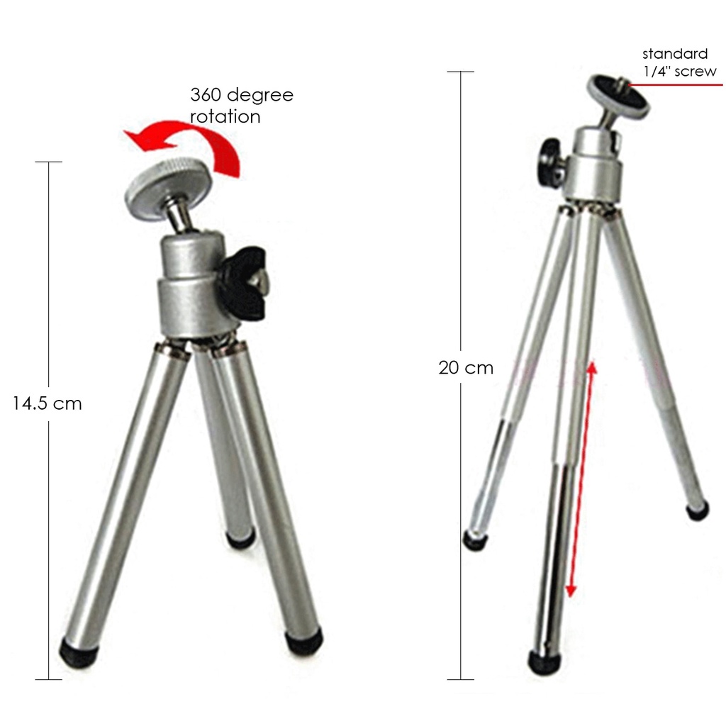 Webcam Tripod Retractable Adjustable Tripod With 14 Inch Thread Tripods ...