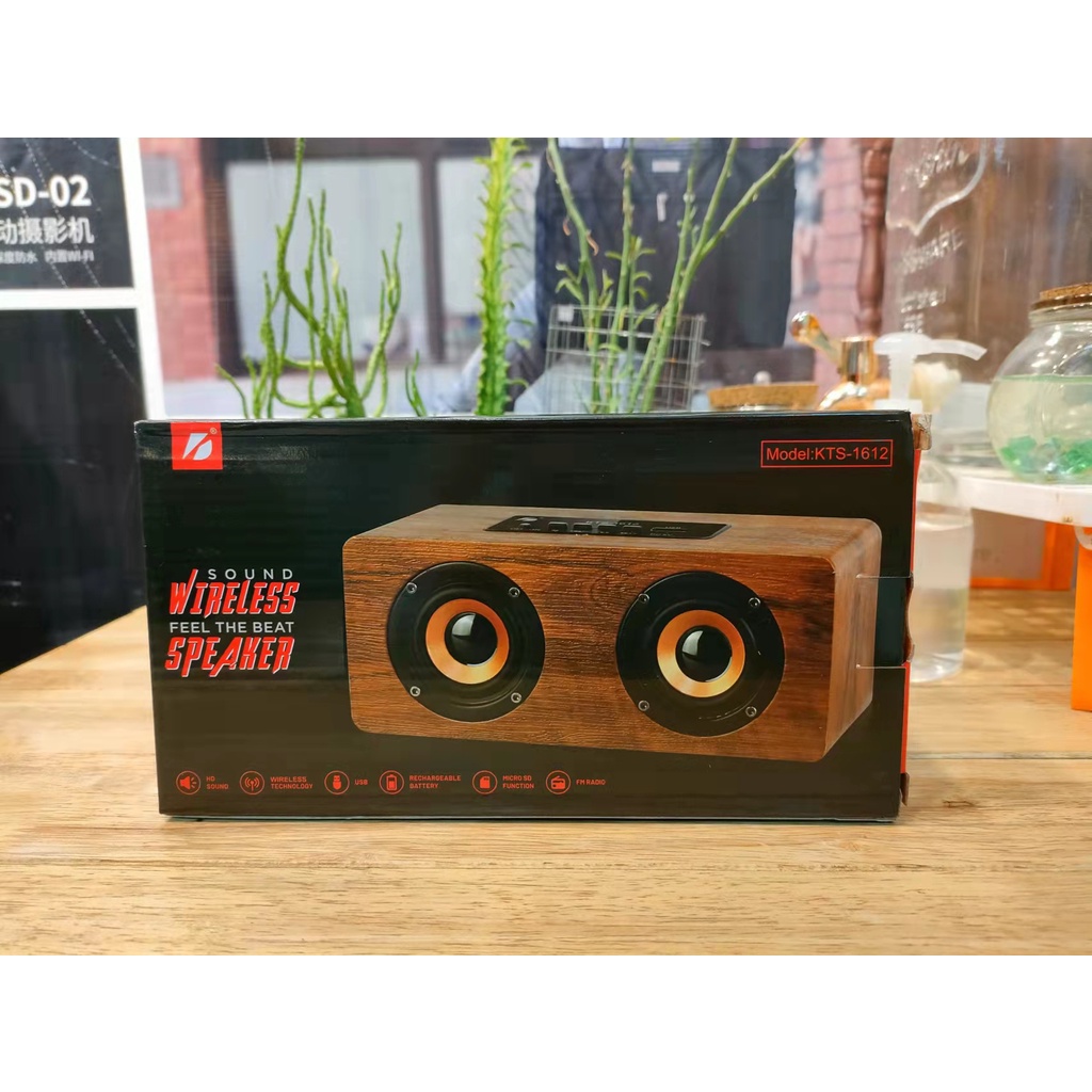 ลำโพงบลูทูธ KTS-1612 ลำโพงไม้มาไหม่ 2ดอก เล็กกระทัดรัด เสียงดี รองรับ USBTF 1200mAh - flowerjue ...