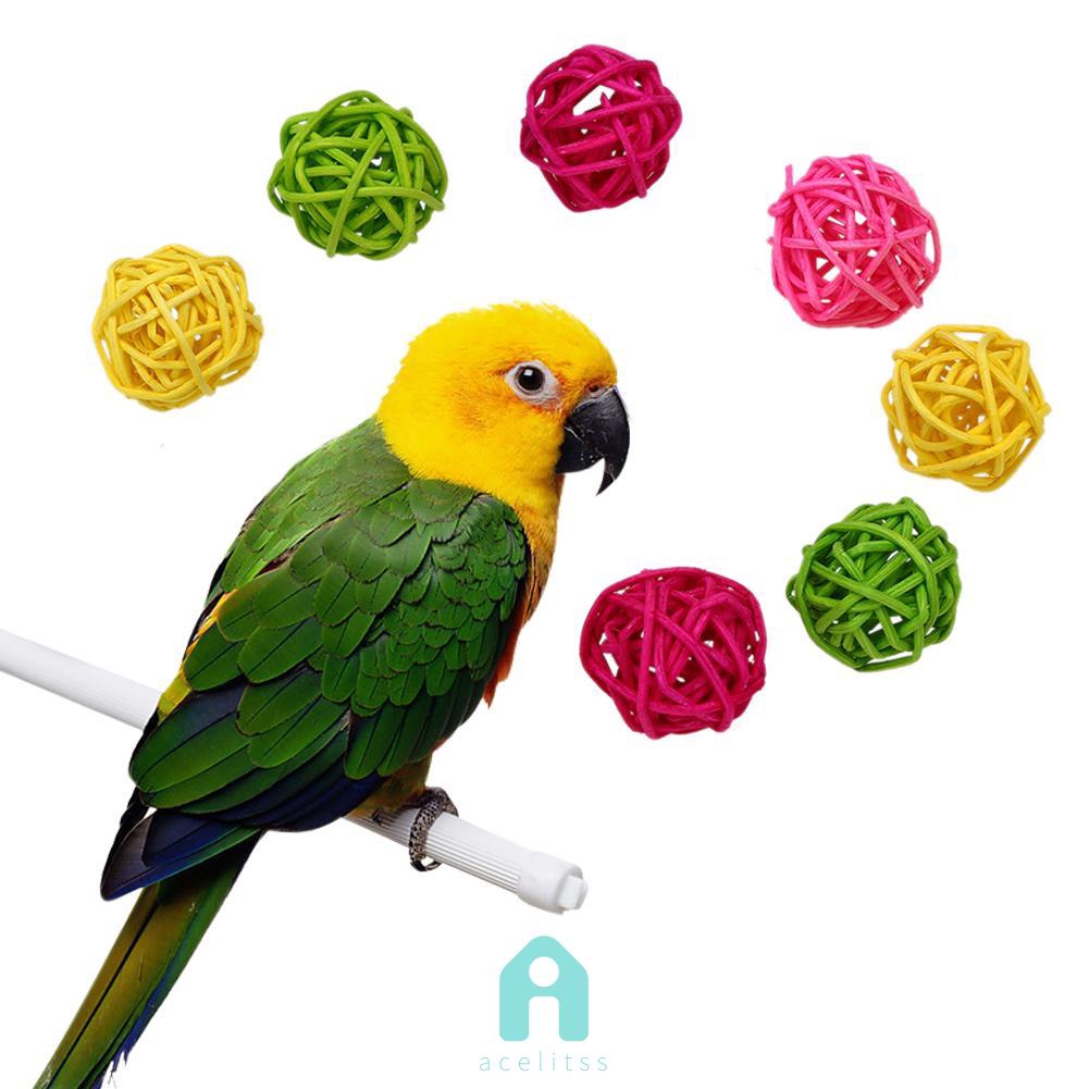 ACT 10pcs Parrot Rattan Ball Toys Bird Chewing Toys Birdcage Decor Pet ...