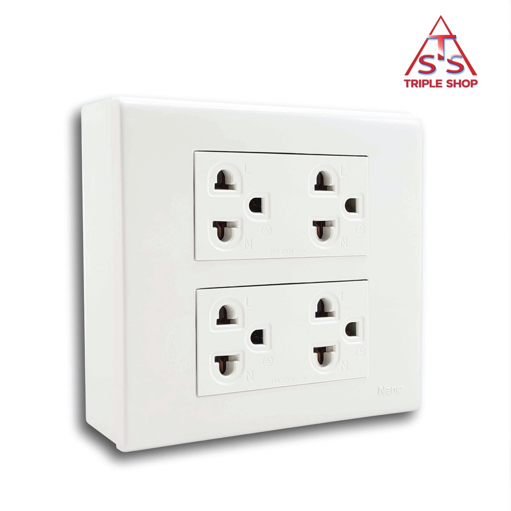 NANO ชุดสวิตซ์ ชุดปลั๊ก 4x4 เต้ารับกราวคู่ ปลั๊กกราวคู่ ชุดปลั๊กไฟ ชุดสวิทซ์ เต้ารับ ...