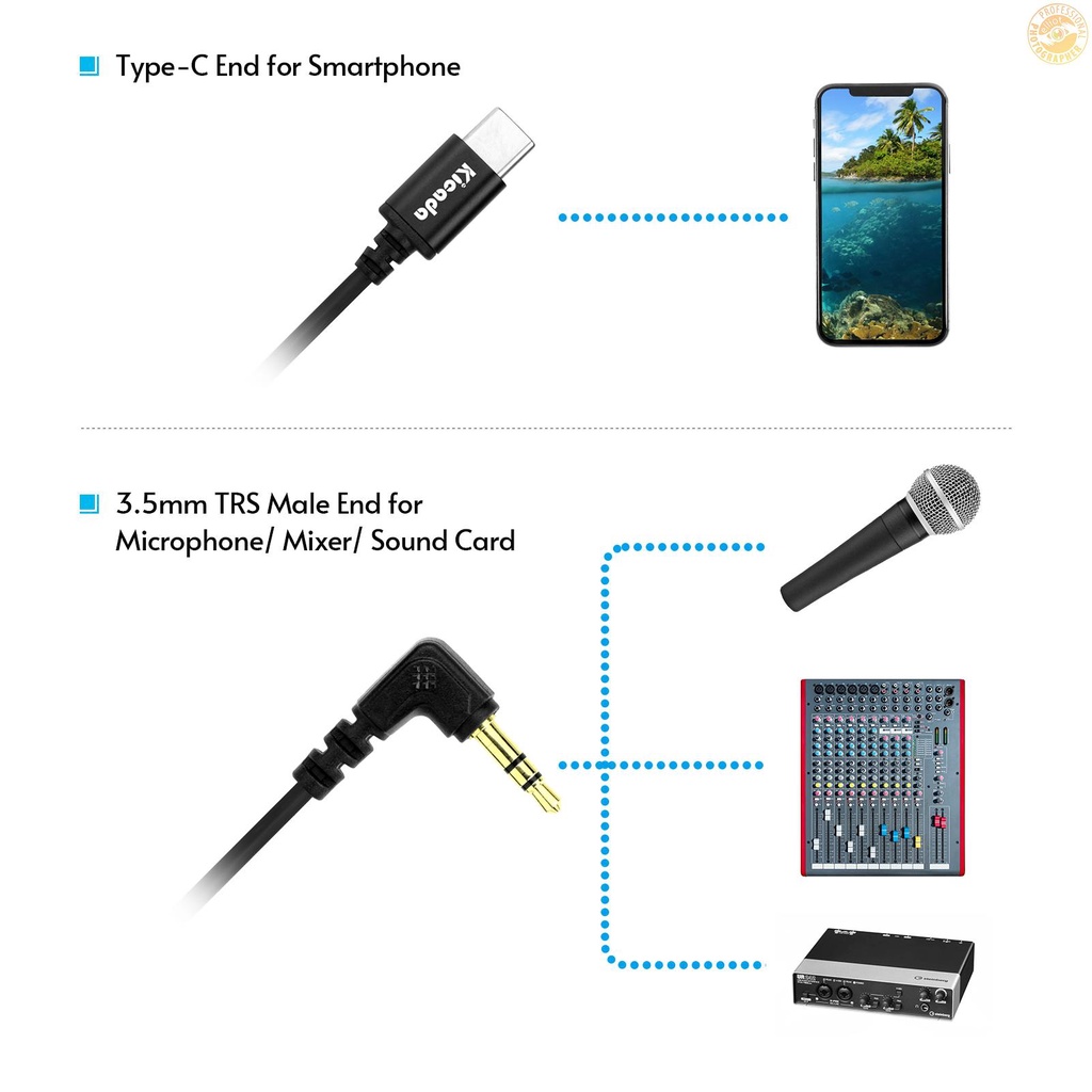 Elt Kicada Kl-Das(S) 3.5มม.TRS To Type-C อะแดปเตอร์สายเคเบิ้ลเสียง ...