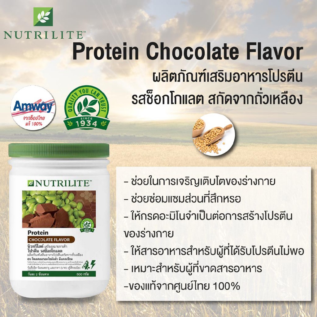 ของแท้ช้อปไทย! Amway Nutrilite Soy Protein Chocolate Flavor 500g. แอม ...