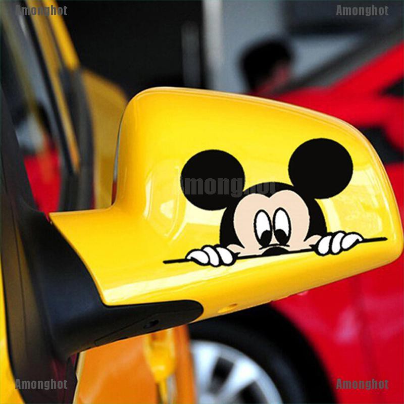 Amonghot 1Pc Cute Mickey Mouse Peeping Car Stickers Rearview Mirror ...