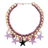 Achute สร้อยคอแฟชั่น สายผ้าประดับกุหลาบและดาว - okokka - ThaiPick