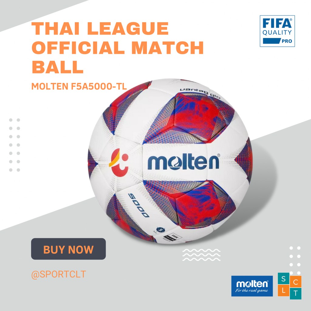 MOLTEN ลูกฟุตบอล THAI LEAGUE รุ่นF5A5000-TL เบอร์5 แข่งขันนานาชาติ FIFA ...