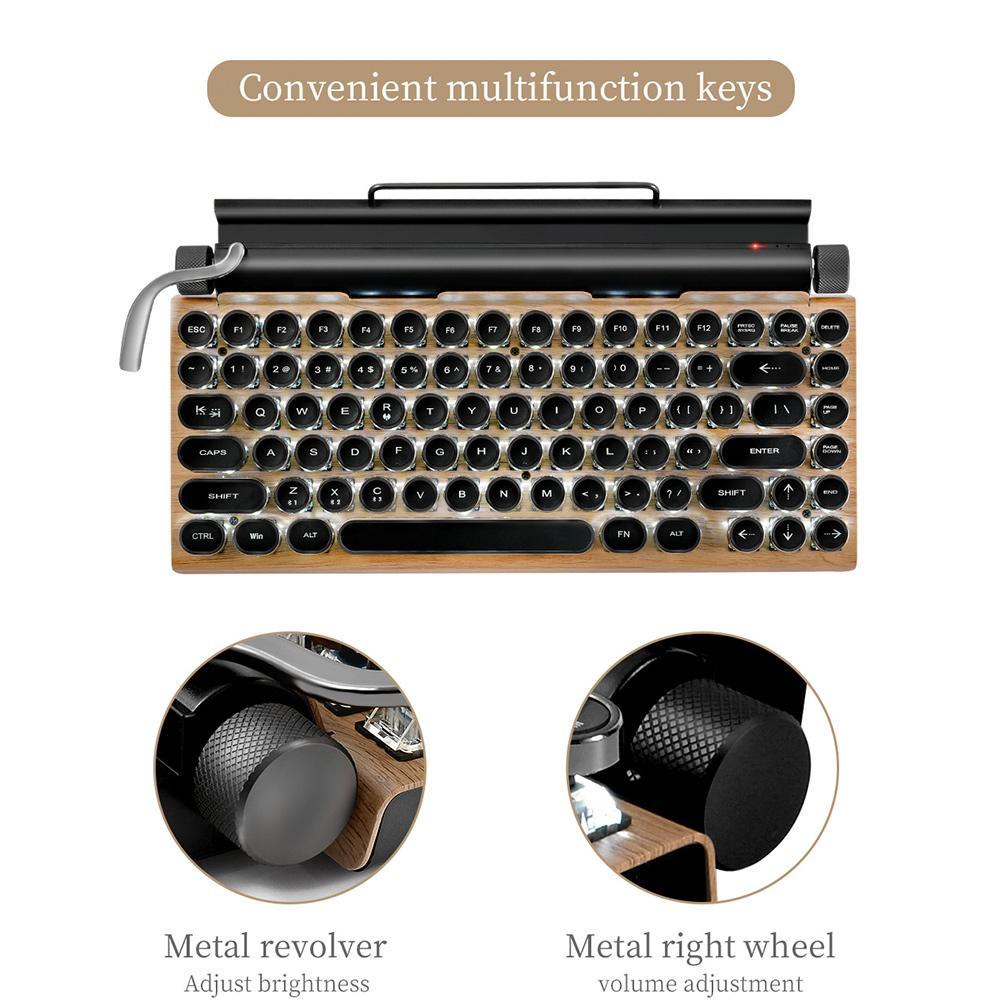 คีย์บอร์ด:Tyewriter Keyboard 83 Keys Wireless Bluetooth RGB Colorful ...