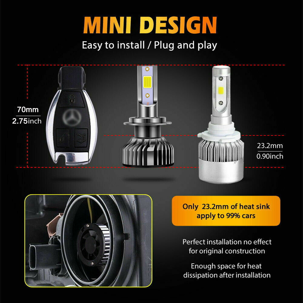 ไฟหน้ารถ ไฟหน้า LED อัตโนมัติ LED 12000LM F2 PLUS H4 H1 H3 H7 H8 H9 H11 ...