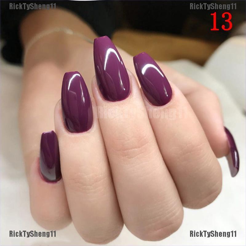 [COD]RTS 24Pcs False Nails Fashion Fake Toe Nails Tips Manicure Nail ...