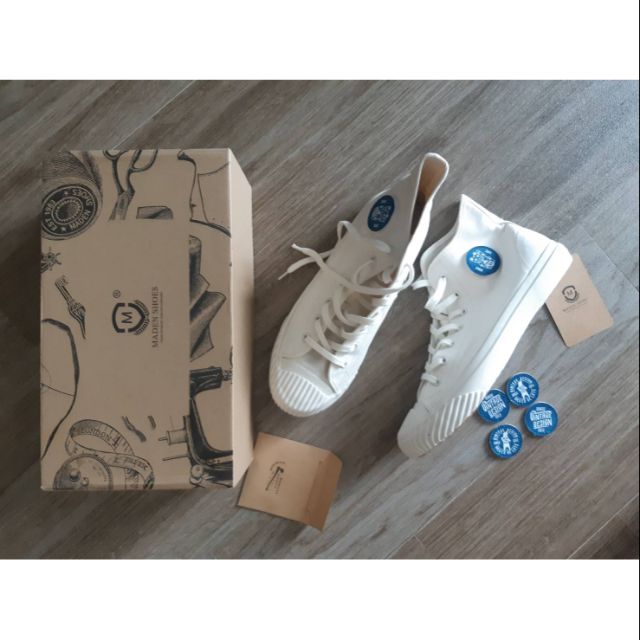 Maden Shoes Brand EST. 1983 รองเท้าผ้าใบผู้ชายสีขาว - khunrie - ThaiPick