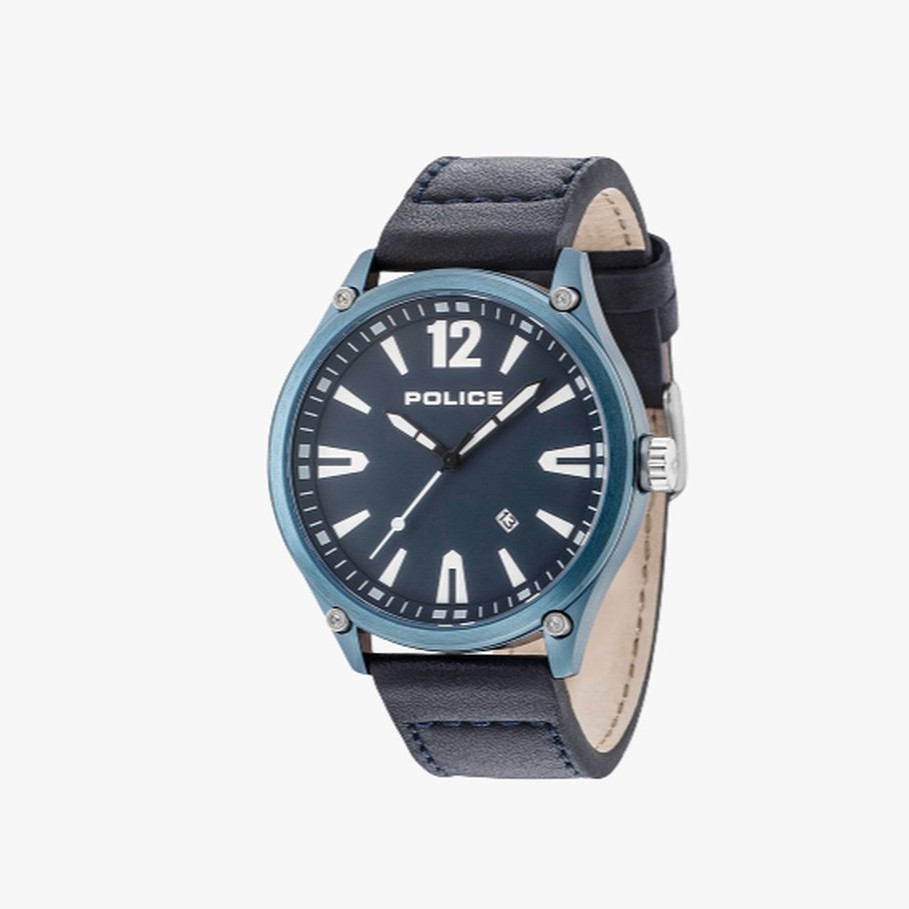 Police นาฬิกาข้อมือผู้ชาย Police ADDER black leather watch รุ่น PL ...