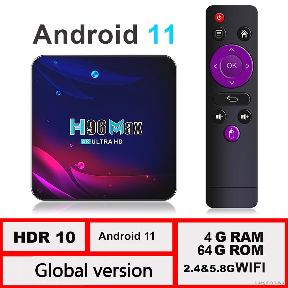 โทรทัศน์ H96 max Android 11 Smart TV Box 4K Hd Smart Voice Set Top 5G Wifi Bluetooth Receiver ...