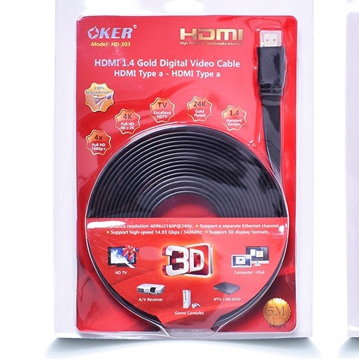 OKER Hdmi Cabel V1.4 สายแบนสีดำ ยาว1.8M3M5M - k_p_shop.899 - ThaiPick
