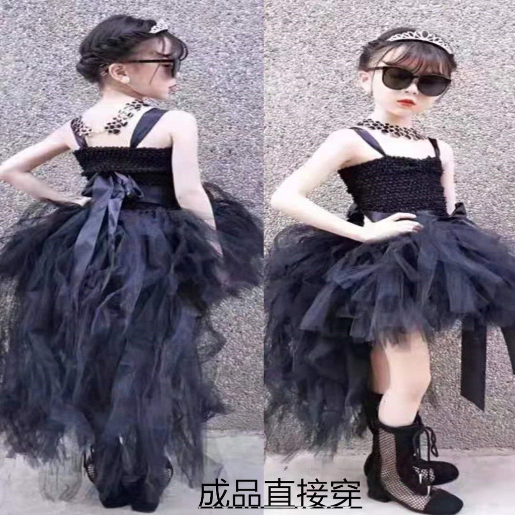 สาวชุดราตรีสีดำต่อท้ายเด็กวันเกิดชุดเจ้าหญิงแคทวอล์รุ่นโฮสต์แคทวอล์เปียโนเครื่องแต่งกายdress