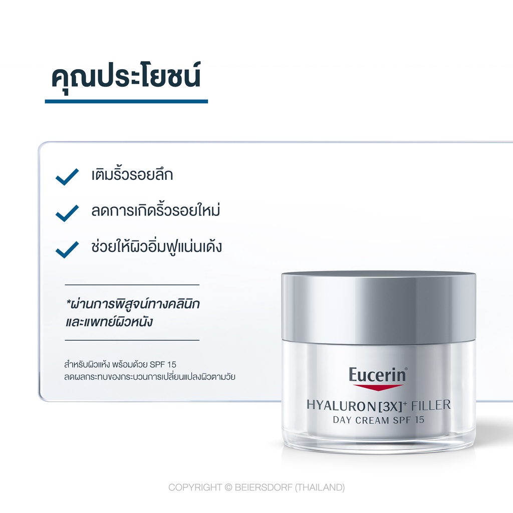 Eucerin HYALURON 3X FILLER DAY CREAM SPF 15 50 ml. (ยูเซอริน ไฮยาลูรอน ครีมบำรุงผิวหน้า ลดเลือน ...