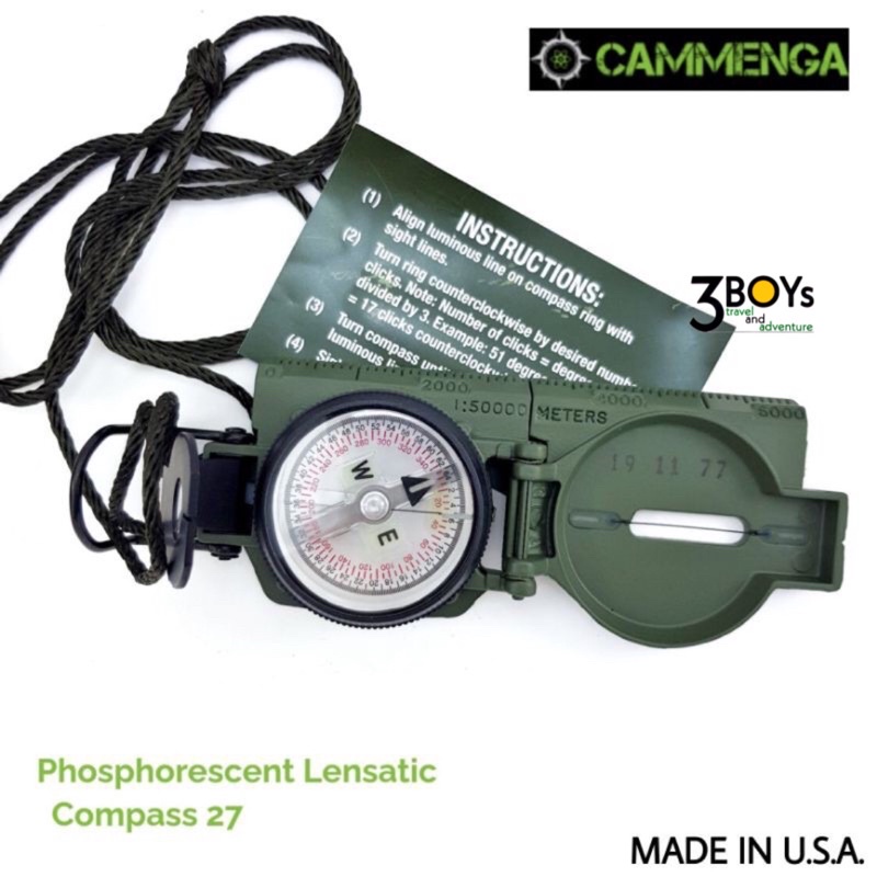เข็มทิศทหารอเมริกาแท้ ยี่ห้อ Cammenga รุ่น Compass 27 มีฟอสฟอรัสเรือง ...
