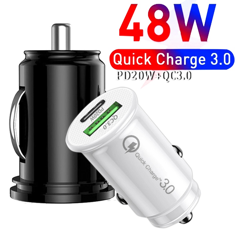 Car Charger PD 48W Fast Charging Quick Charge 4.0 QC3.0 USB Type C Charger For iPhone 12 11 ...