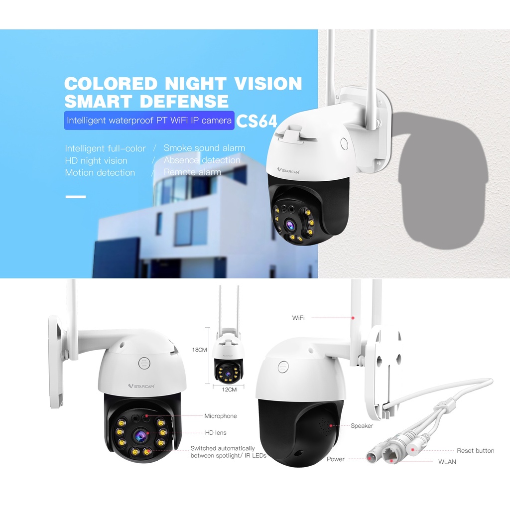VSTARCAMCS64 SUPER HD 1296P 3.0MegaPixel H.264 WiFi iP Camera กล้องวงจรปิดกันน้ำ - vstarcam_shop ...