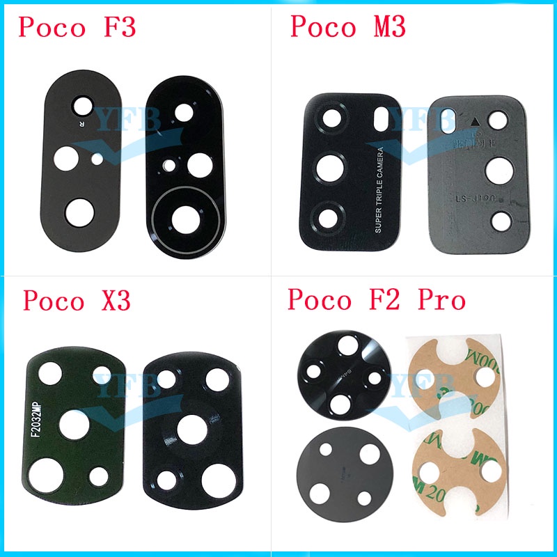 เลนส์กล้อง2PCS For Xiaomi POCO M3 X3 C3 GT NFC F3 F2 Pro Back Rear ...