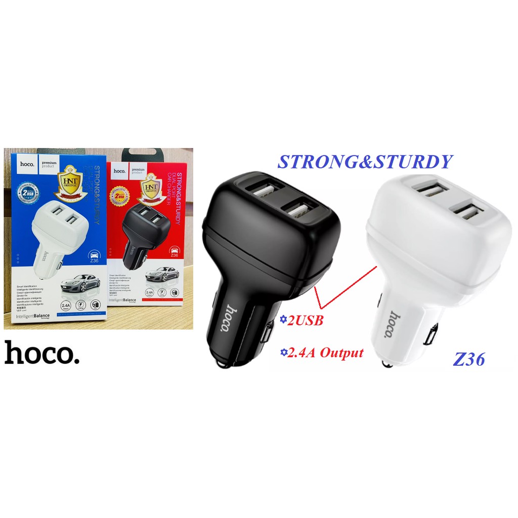 ที่ชาร์จในรถ ยี่ห้อ hoco.รุ่น Z36 STRONG&STURDY DUAL PORT | Shopee Thailand