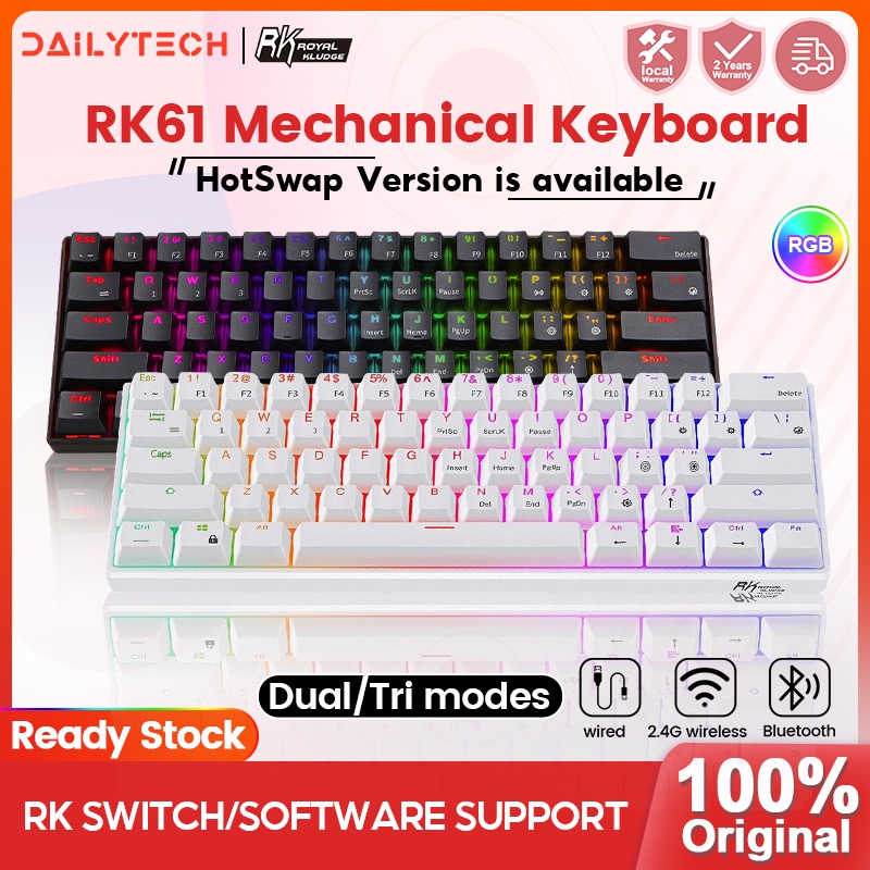 Royal Kludge RK61 3 Modes bluetooth/2.4G/Wired RGB Light 61 Keys 60% ...