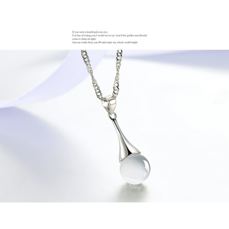 เครื่องประดับผู้หญิงสร้อยคอเงินจี้หยดน้ําโอปอล S925 Wh55 - moonkee02.th - ThaiPick