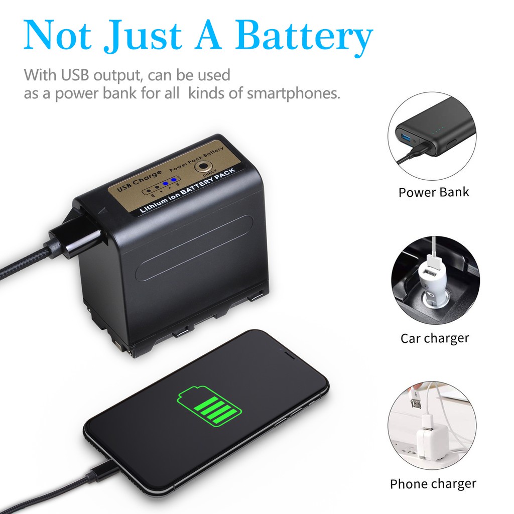 ♈ﺴNEW NP-F970 NP-F960 NP-F960pro NP-F970pro Black Battery with USB Charge Output For Sony PLM ...