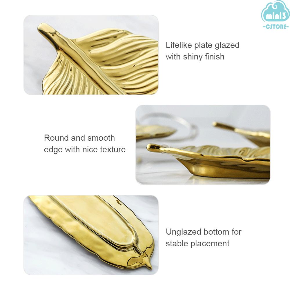【new】MC Leaf Plate Realistic Feather Tray Table Decoration Ceramic ...