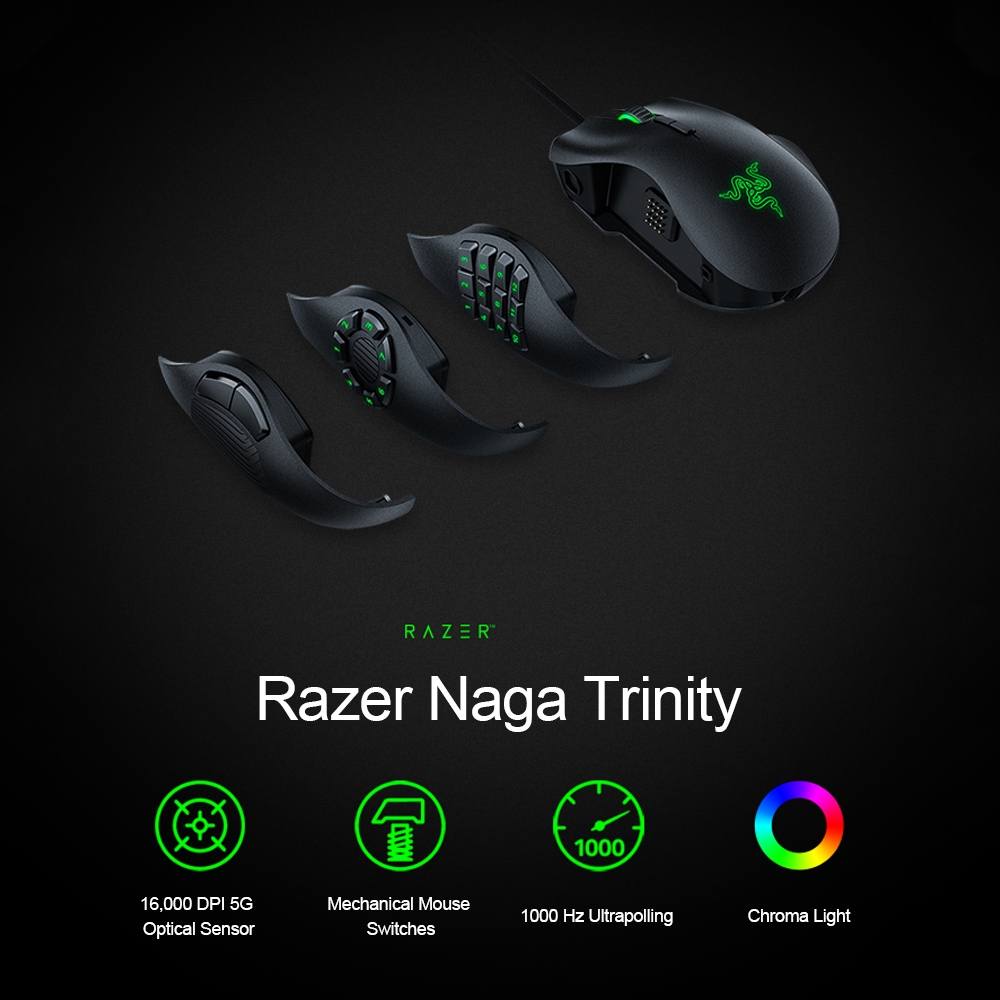 razer naga trinity moba 16000 dpi rgb เมาส์สําหรับเล่นเกม - qingcheng ...