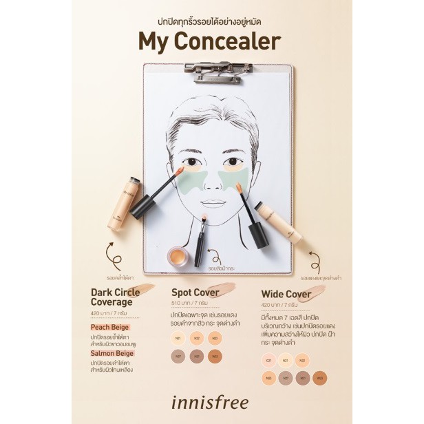 Innisfree My Concealer Wide Cover & Dark Circle ขนาด 7 g พร้อมส่งค่ะ ...