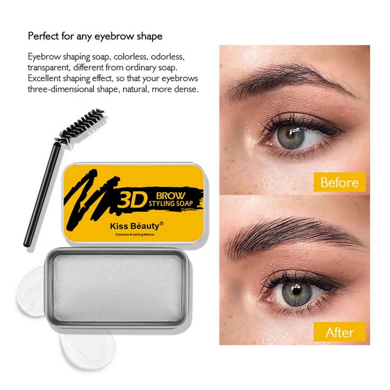 Kiss Beauty 3D Brow Styling Eyebrow Soap Makeup Brows Shaping Waterproof Eyebrow Gel Long ...