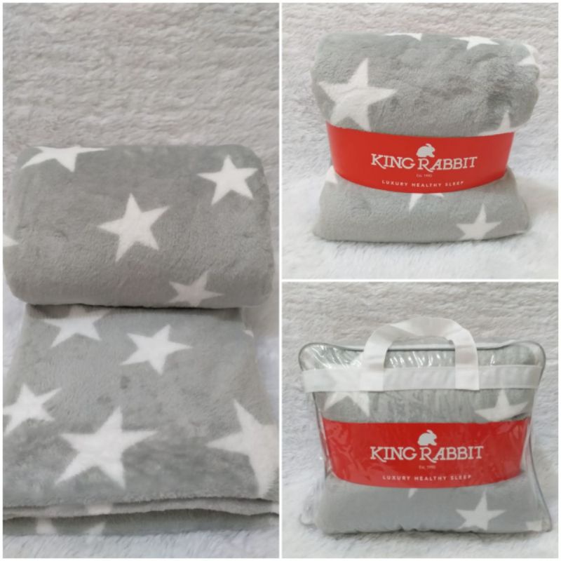 King Rabbit ผ้าห่มขนแกะ ความร้อน 150x200 ซม. ลายดาว สีเทา ...