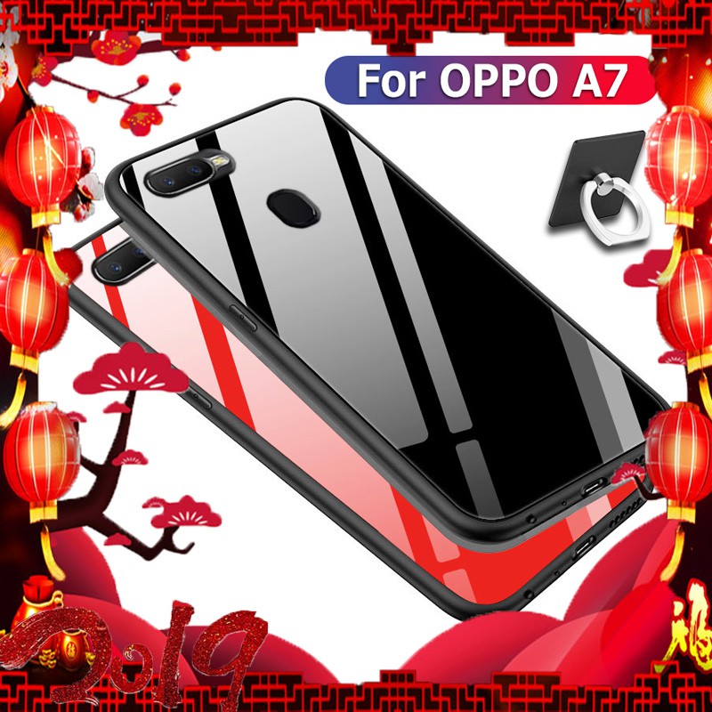 OPPO A7 Hard Case TPU Tempered Glass เคสโทรศัพท์มือถือ TPU ฟิล์มกันกระแทก - p2x3new5su - ThaiPick
