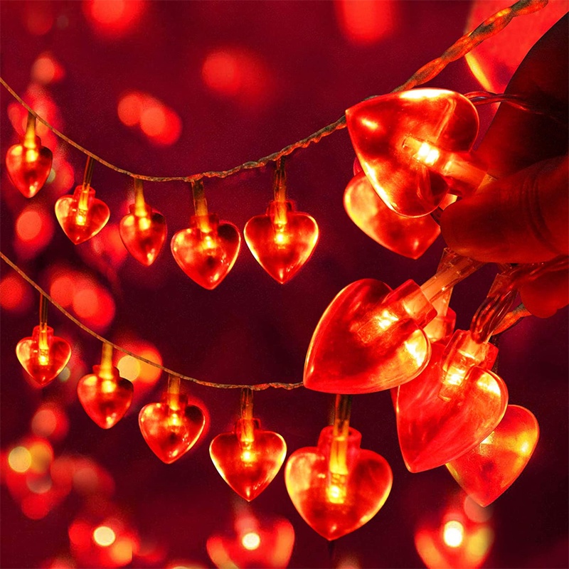 2m Valentine Love Heart-shaped String Lights LED Battery Operated Lamp ...