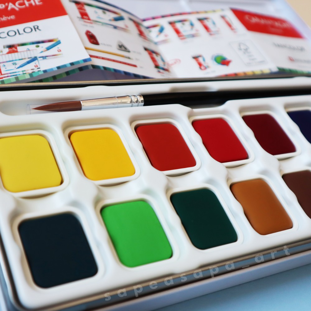 สีกวอช (Gouache) แบรนด์ Caran D’Ache Fancolor Gouache Pan 15 สี ...