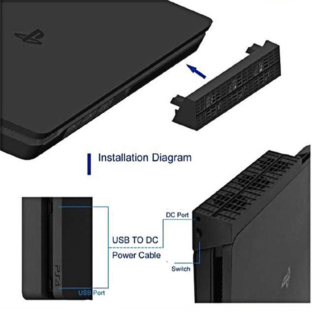 PS4 Slim Cooling Fan Console Cooler Smart 3 Fans System for Playstation ...