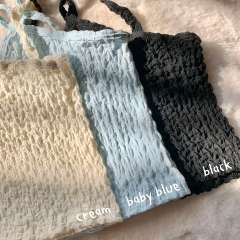 Cronie.official - Sunny top เสื้อสายเดี่ยวไขว้หน้า คล้องคอ ผ้าย่น ...